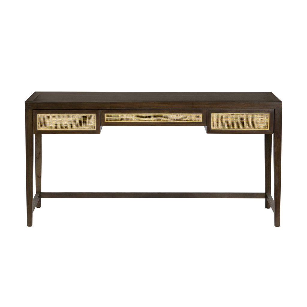 Transitional Writing Desk with 3 Drawers In Brown by Crestview ...