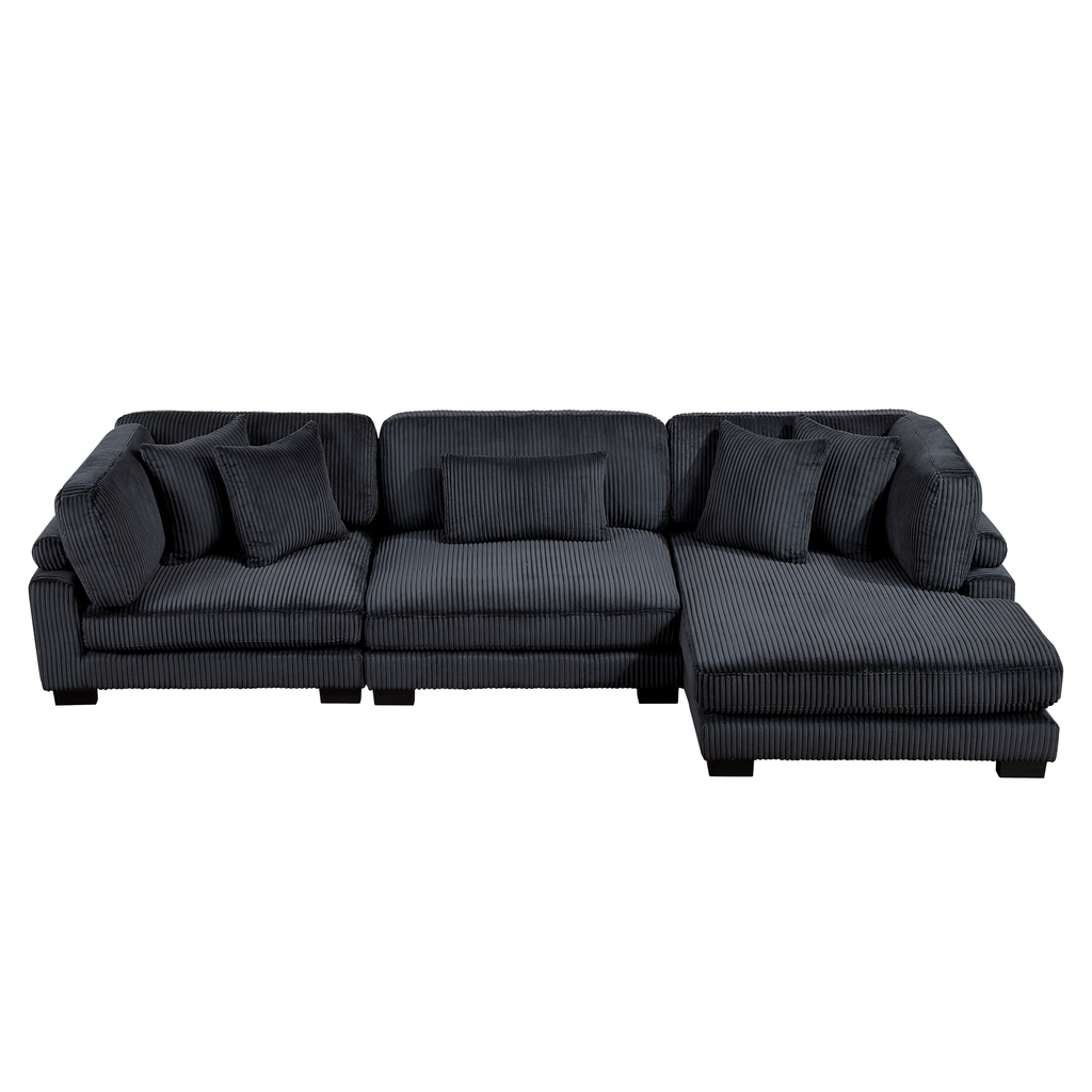 Traverse 3-Piece Modular Sectional with Reversible Chaise In Black by ...