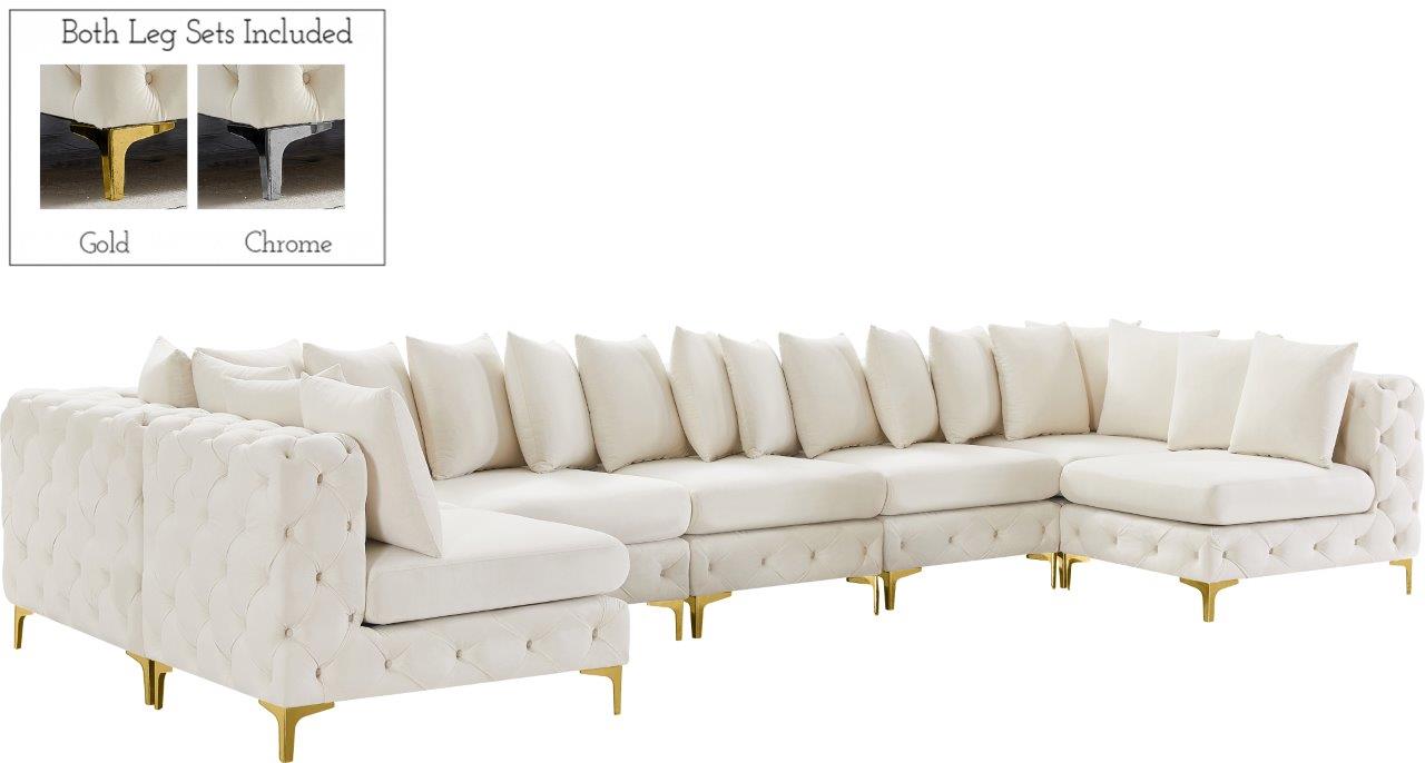 Tremblay Velvet Modular Sectional In Cream by Meridian | 1StopBedrooms