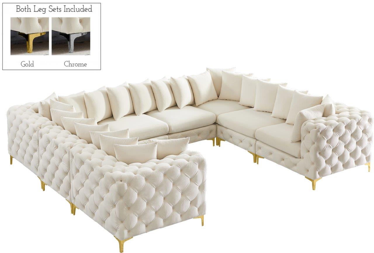 Tremblay Velvet Modular Sectional In Cream by Meridian | 1StopBedrooms
