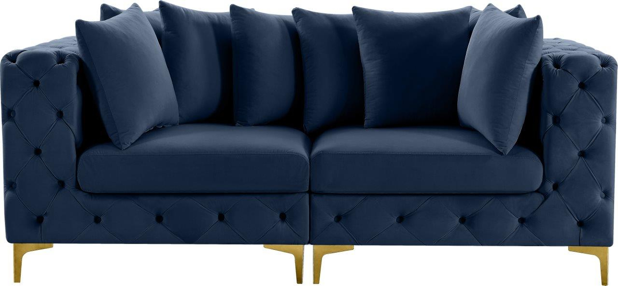 Tremblay Velvet 2 Seater Modular Sofa with Arm Support In Navy by ...