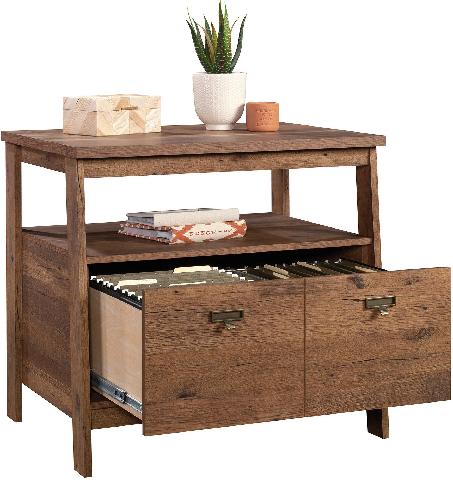 Trestle Lateral File In Vintage Oak by Sauder | 1StopBedrooms