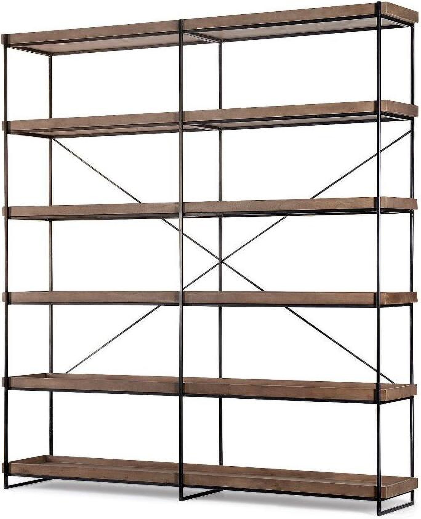Trey Iv Medium Brown Wood And Iron Five Tray Shelf Shelving Unit by ...