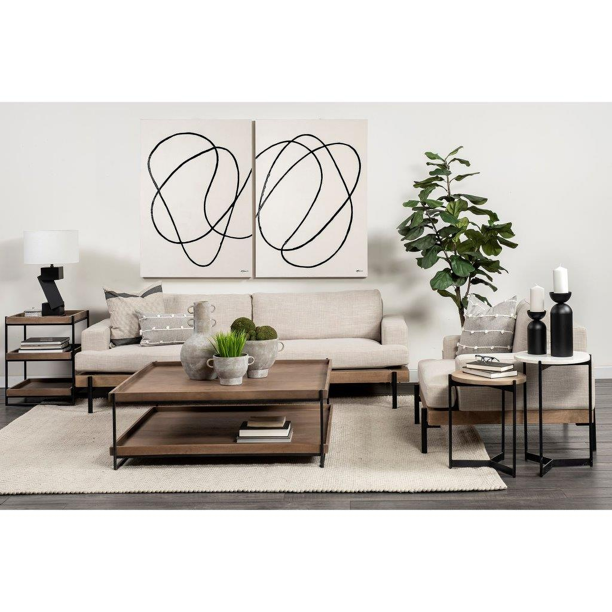 Trey Occasional Table Set In Black and Brown by Mercana | 1StopBedrooms
