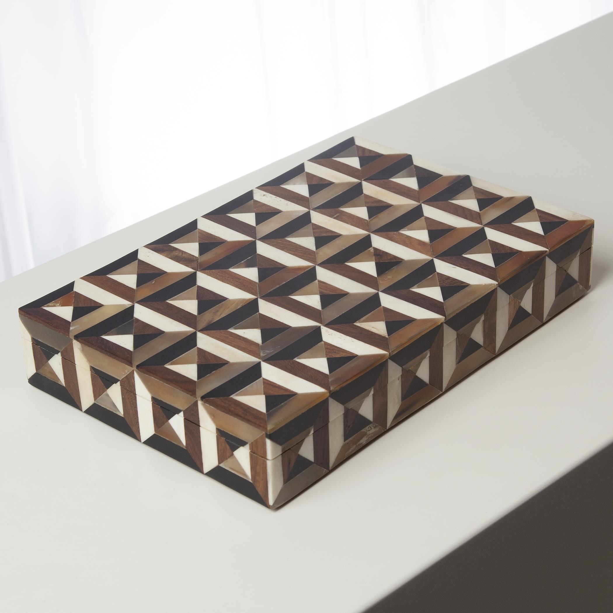Triangle Marquetry Small Box In Black by Global Views | 1StopBedrooms