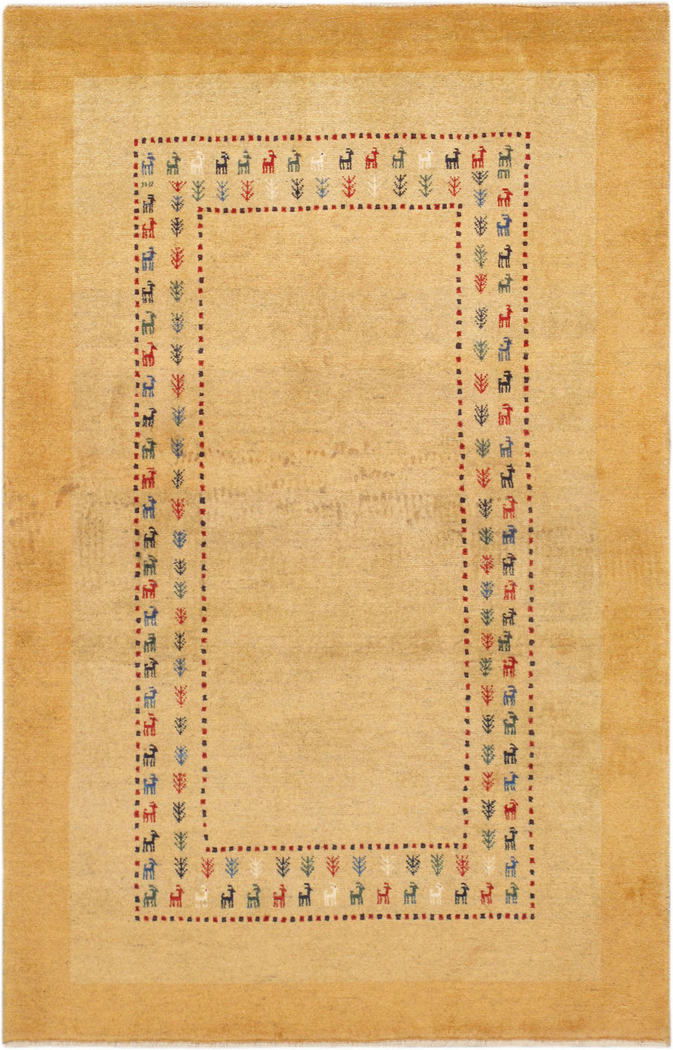 Tribal Collection Hand-Knotted Lamb's Wool Area Rug- 3' 6" x 5' 5" In ...