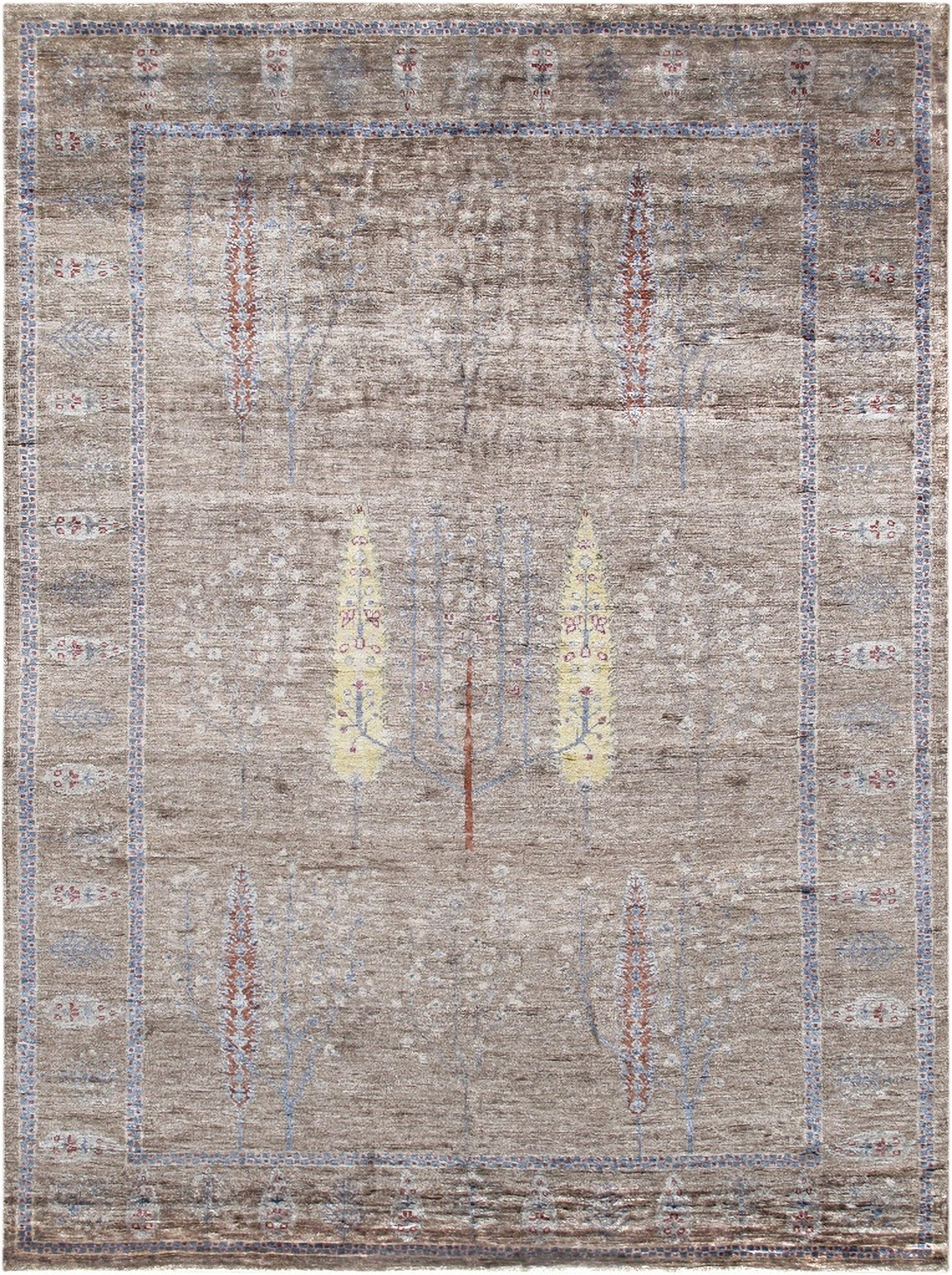 Tribal Collection Hand-Knotted Silk Area Rug- 5' 8" x 7' 9" In Multi by ...
