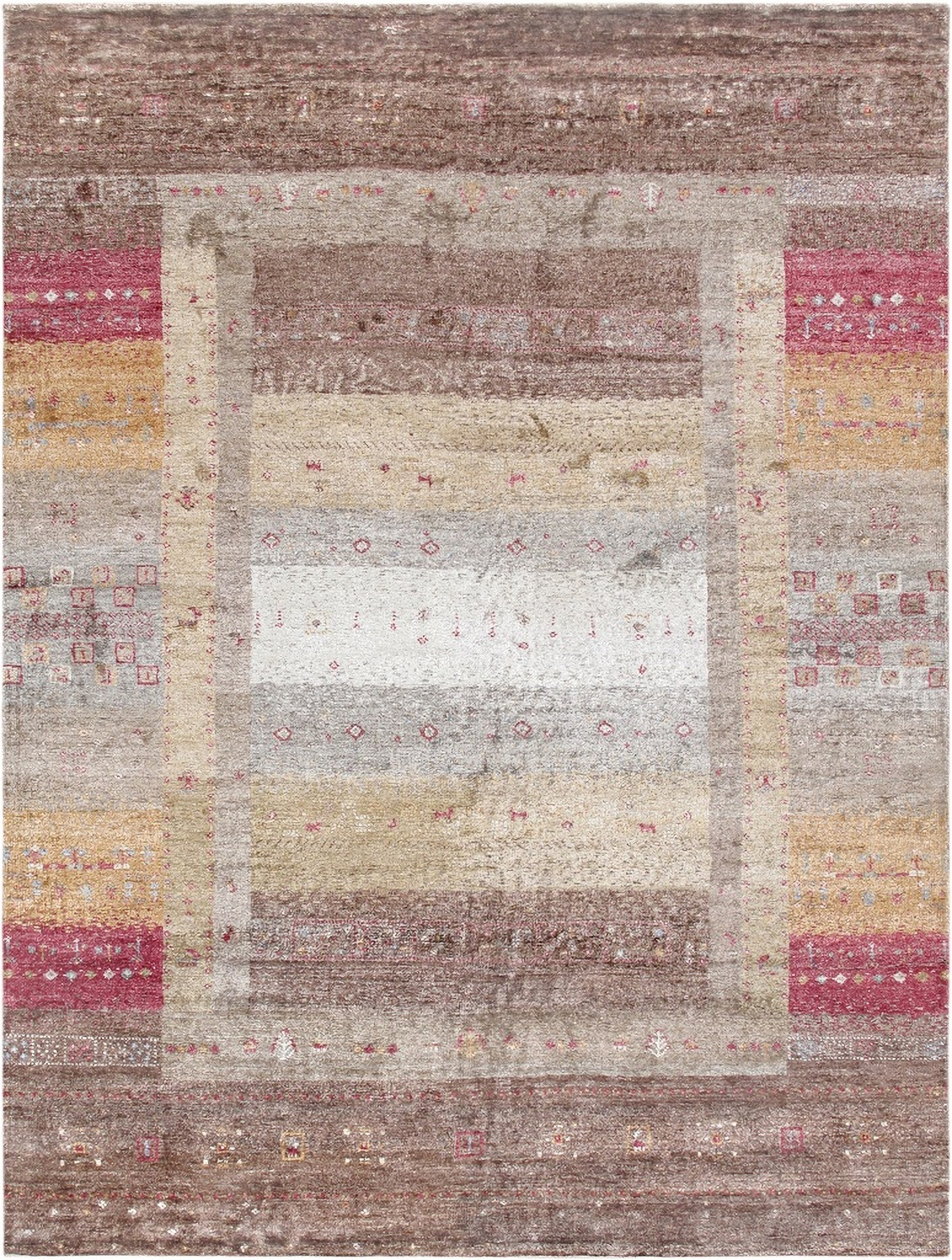 Tribal Collection Hand-Knotted Silk Area Rug- 5' 9" x 7' 8" In Multi by ...