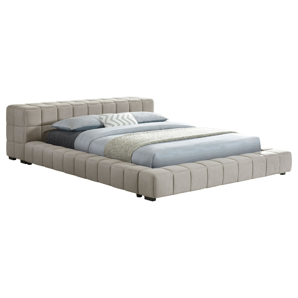 Trinity Upholstered Queen Platform Bed In Light Taupe by Coaster ...
