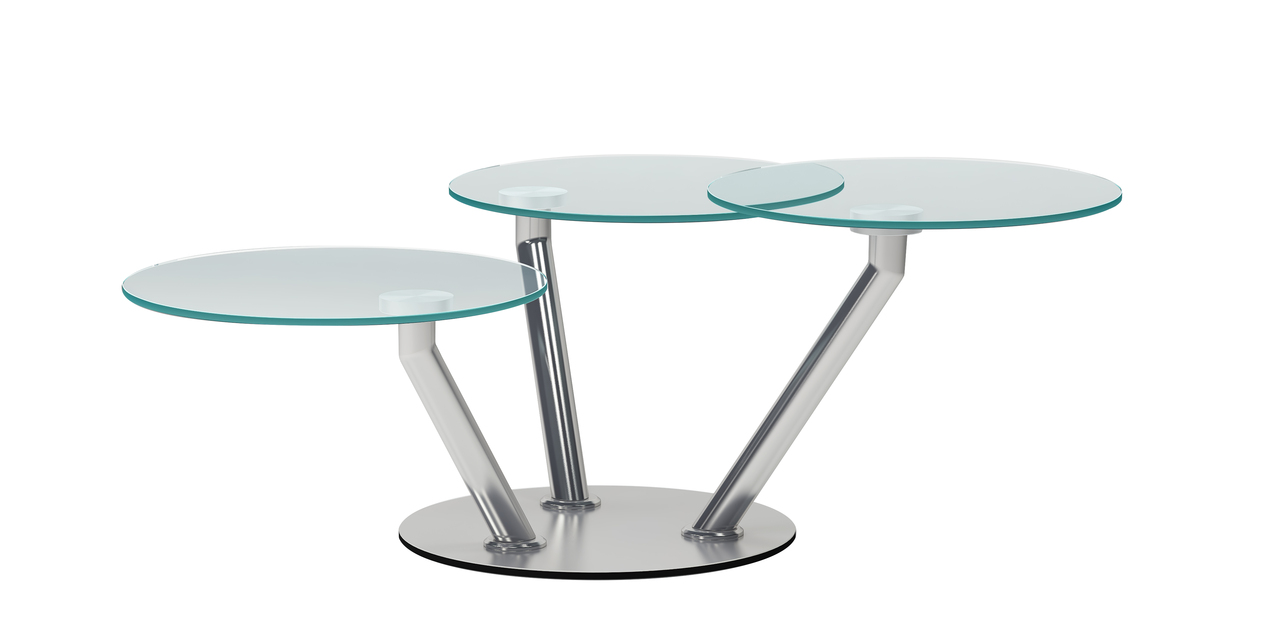 Triple Surface Cocktail Table In Clear and Silver by Chintaly Imports ...