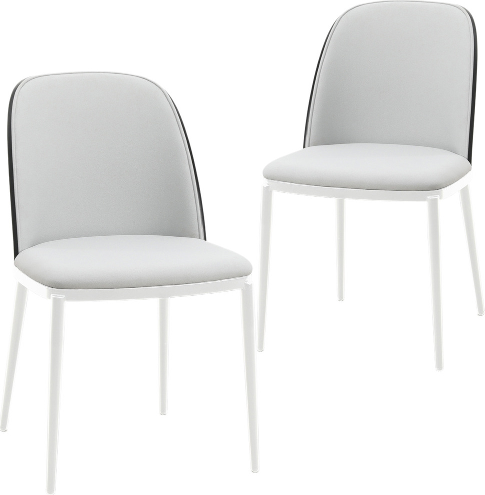 Tule Dining Side Chair Set of 2 with Velvet Seat and White Steel Frame ...
