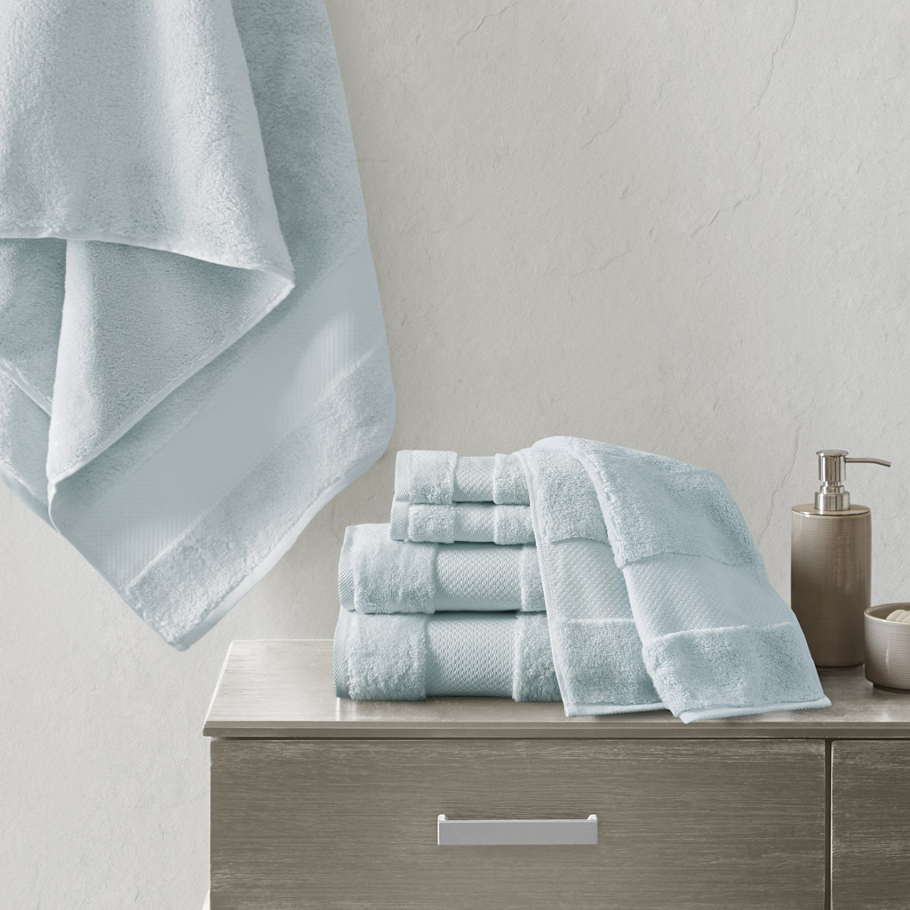 Turkish Cotton 6 Piece Bath Towel Set In Light Blue by Olliix ...