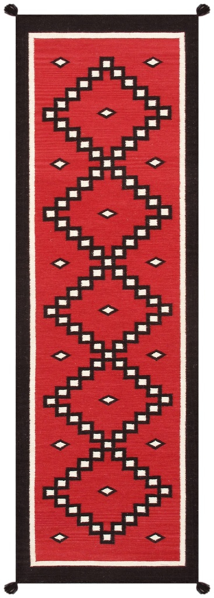 Tuscany Collection Reversible Wool Area Rug- 2' 7" x 8' 2" In Black and ...