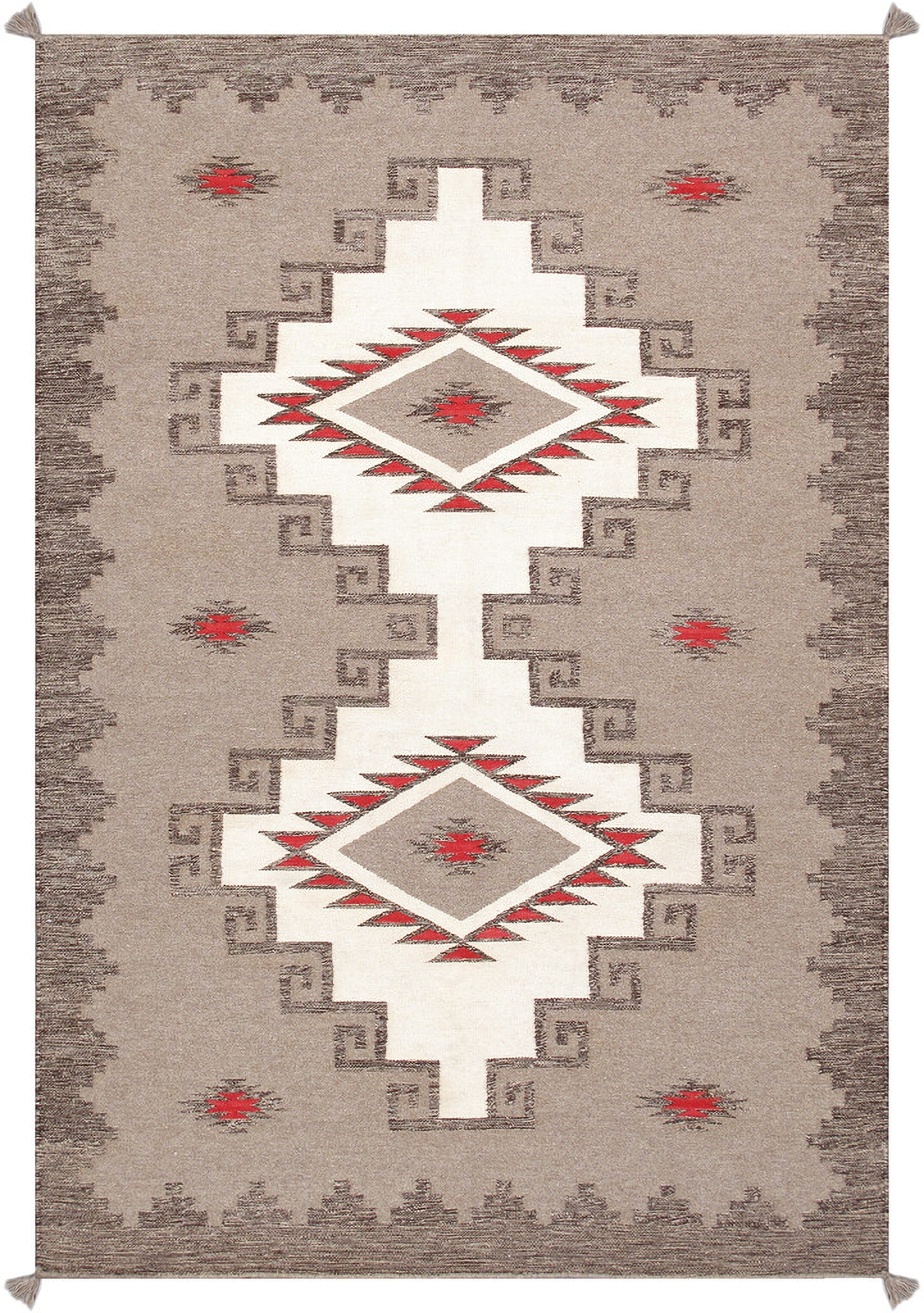 Tuscany Collection Reversible Wool Area Rug- 4'11" x 7' 3" In Mocha and ...