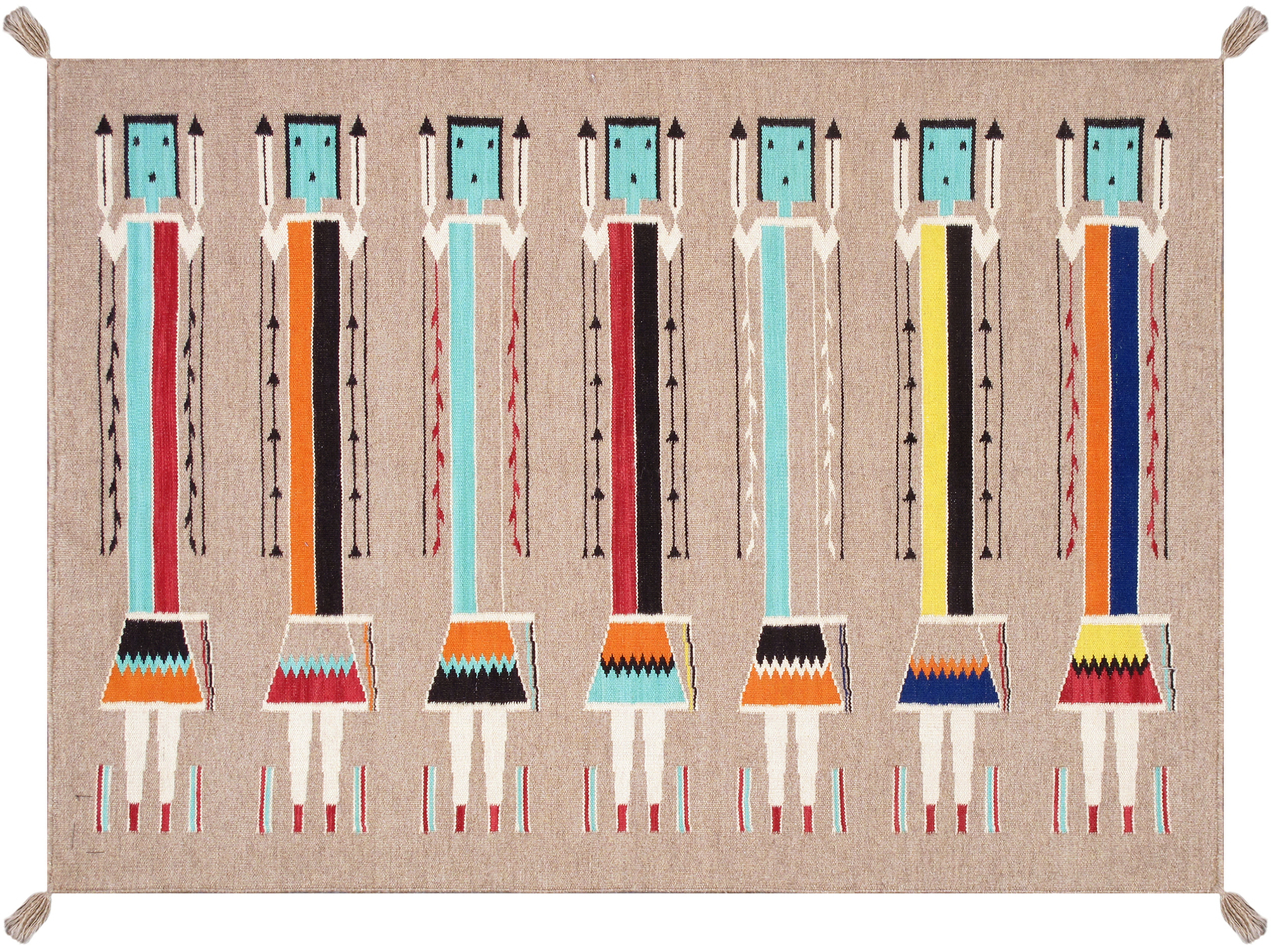 Tuscany Collection Reversible Wool Area Rug- 4' 3" x 5'11" In Mocha and ...