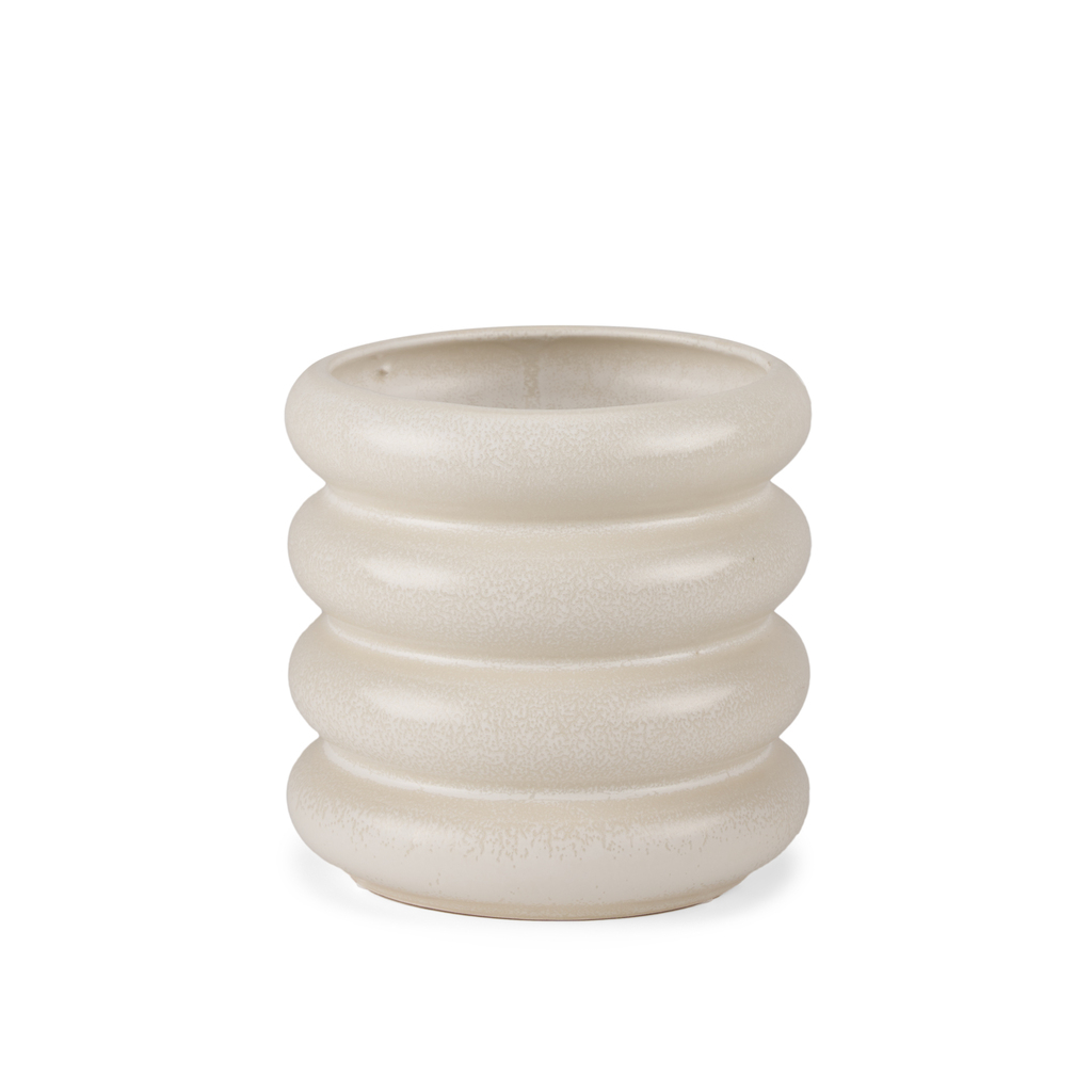 Twyla Tall Glazed Ring Pot In Cream by Mercana | 1StopBedrooms