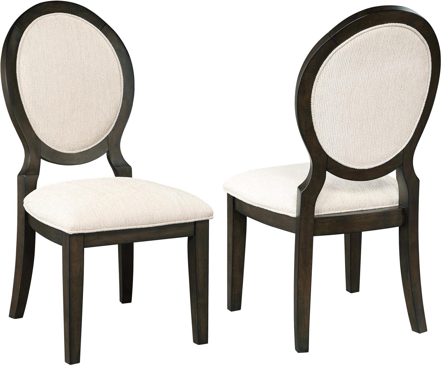 Twyla Upholstered Oval Back Dining Side Chairs Cream and Dark Cocoa Set ...