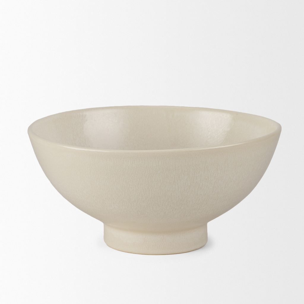Tyren Glazed Decorative Round Ceramic Bowl In Beige by Mercana ...