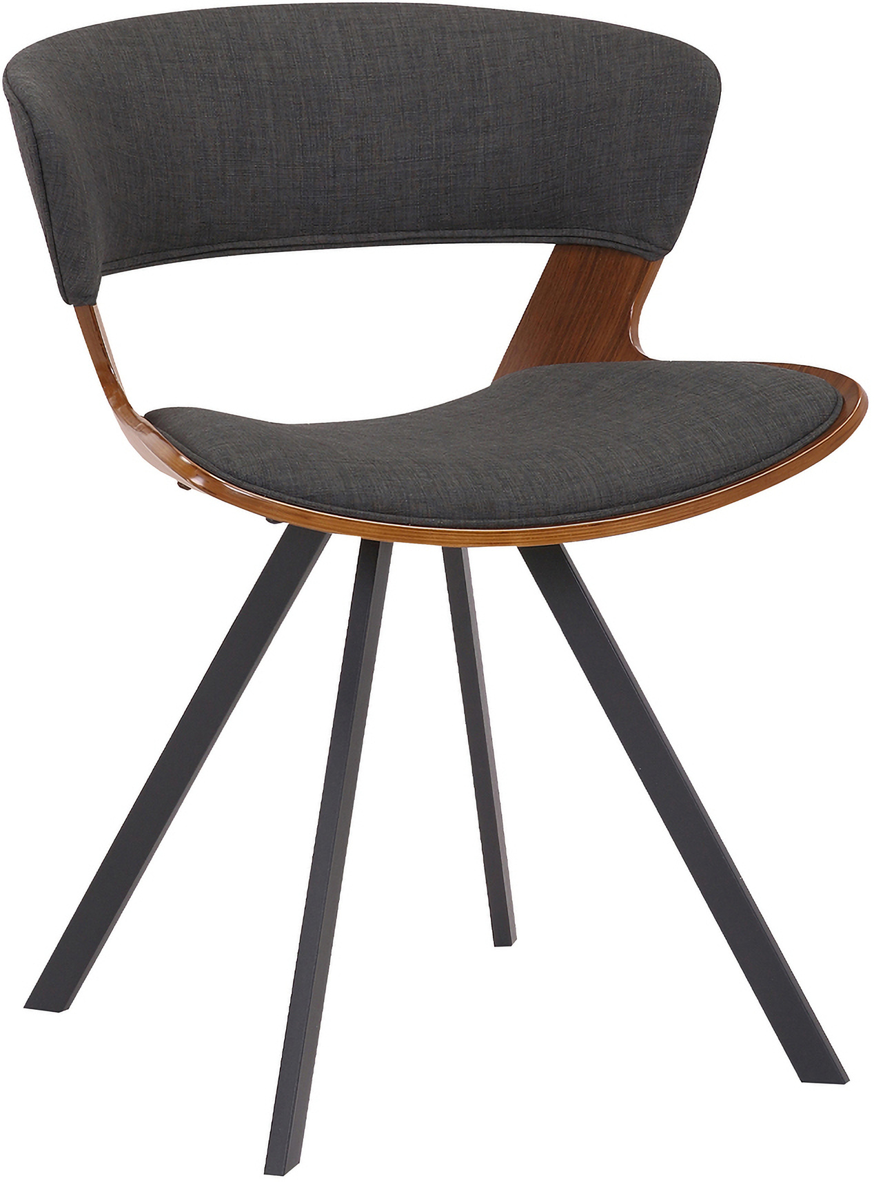 Ulric Wood and Metal Modern Dining Room Accent Chair In Charcoal Gray ...