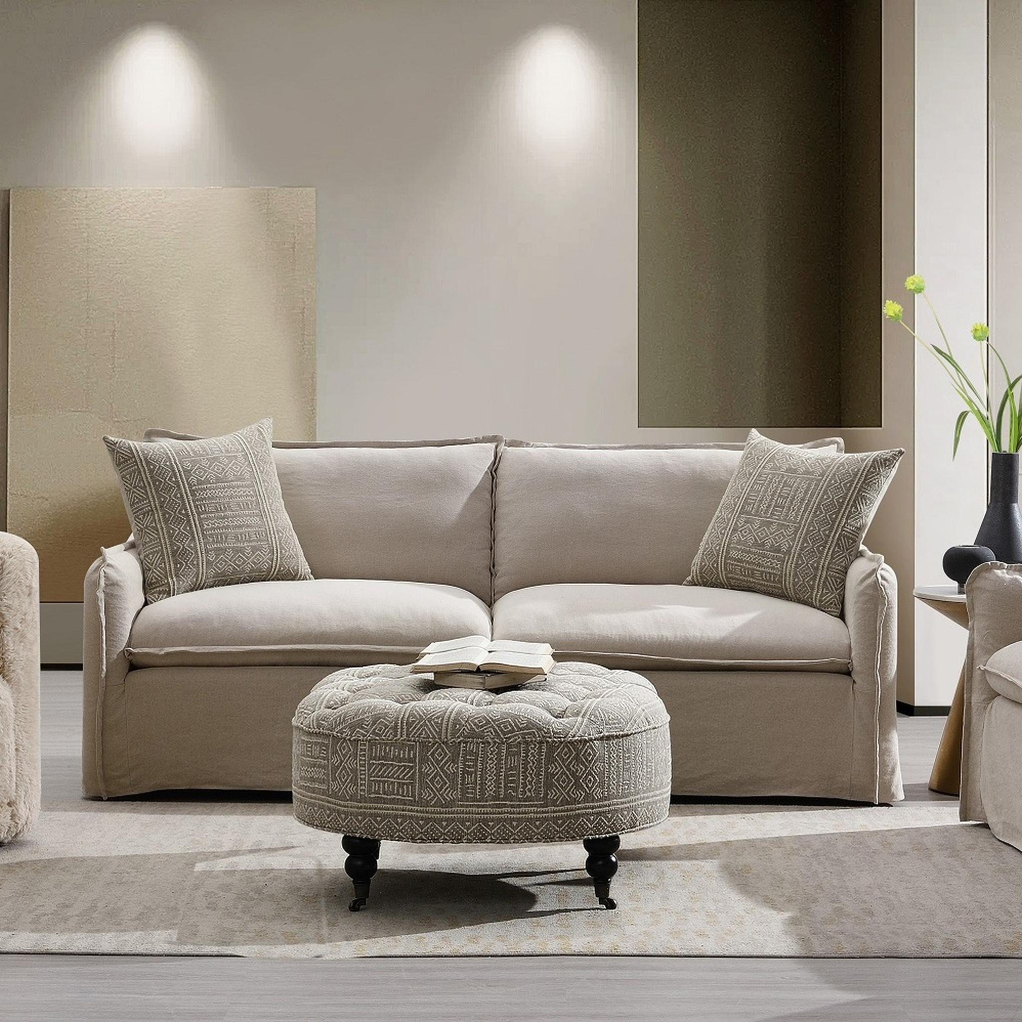 Upendo Sofa with 2 Pillows In Beige by ACME | 1StopBedrooms
