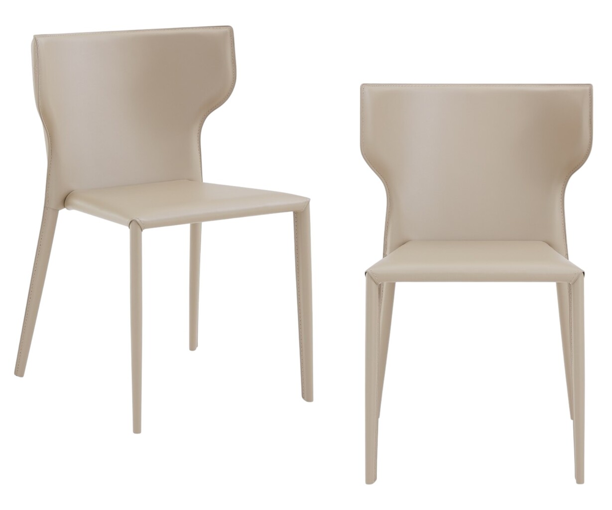 Upholstered Leather Curved Back Dining Side Chairs Set of 2 In Beige by ...