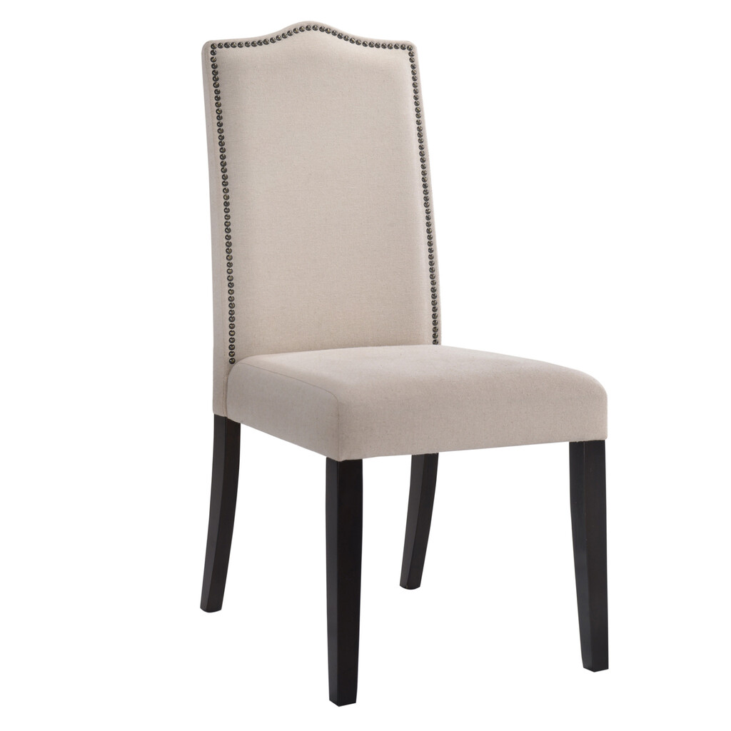 Upholstered Linen Dining Parsons Chair In Cream and Espresso by ...