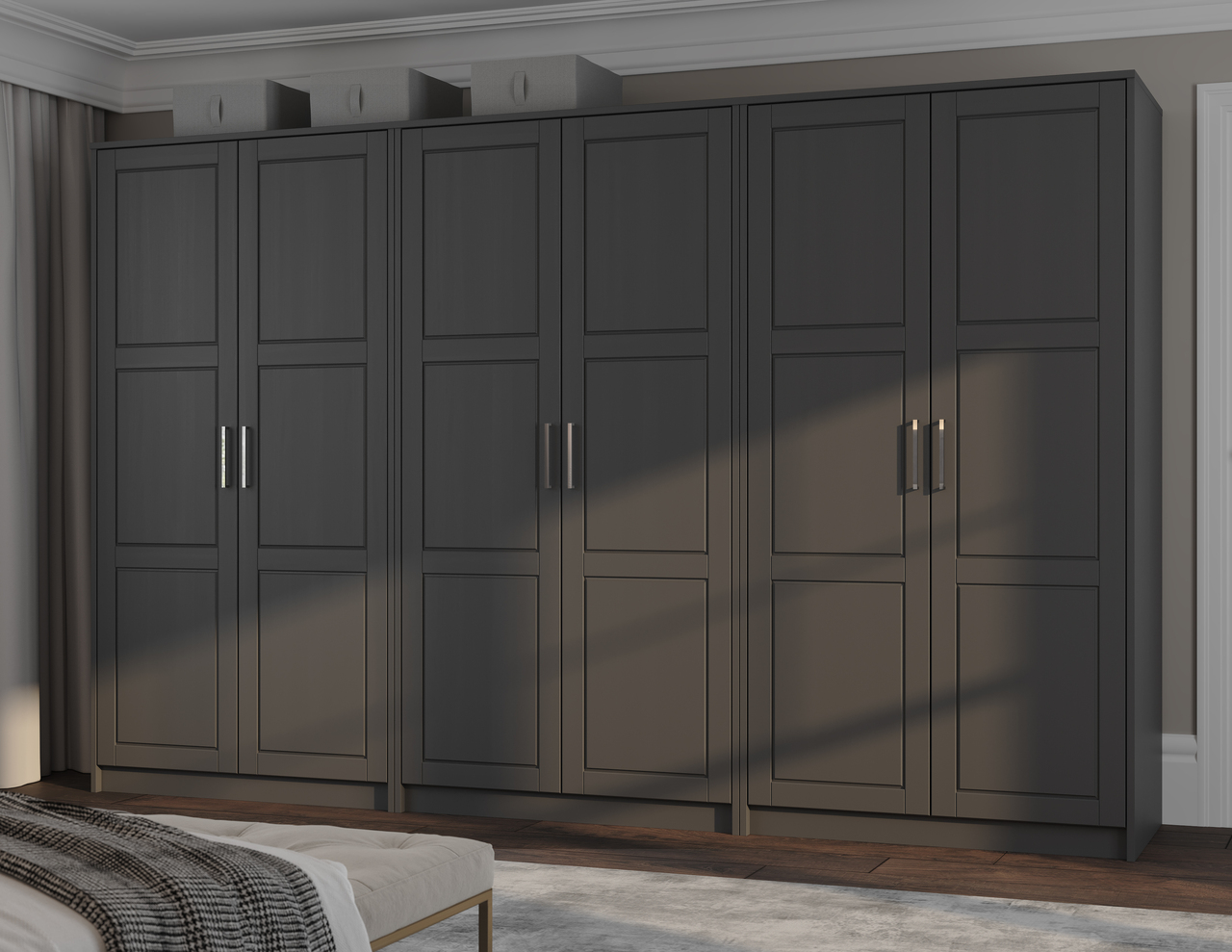 Urban 6-Door Wardrobe with Raised Panel Doors In Gray by Palace Imports ...