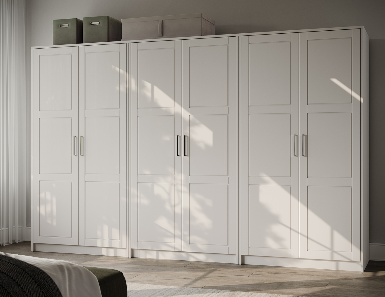 Urban 6-Door Wardrobe with Raised Panel Doors In White by Palace ...
