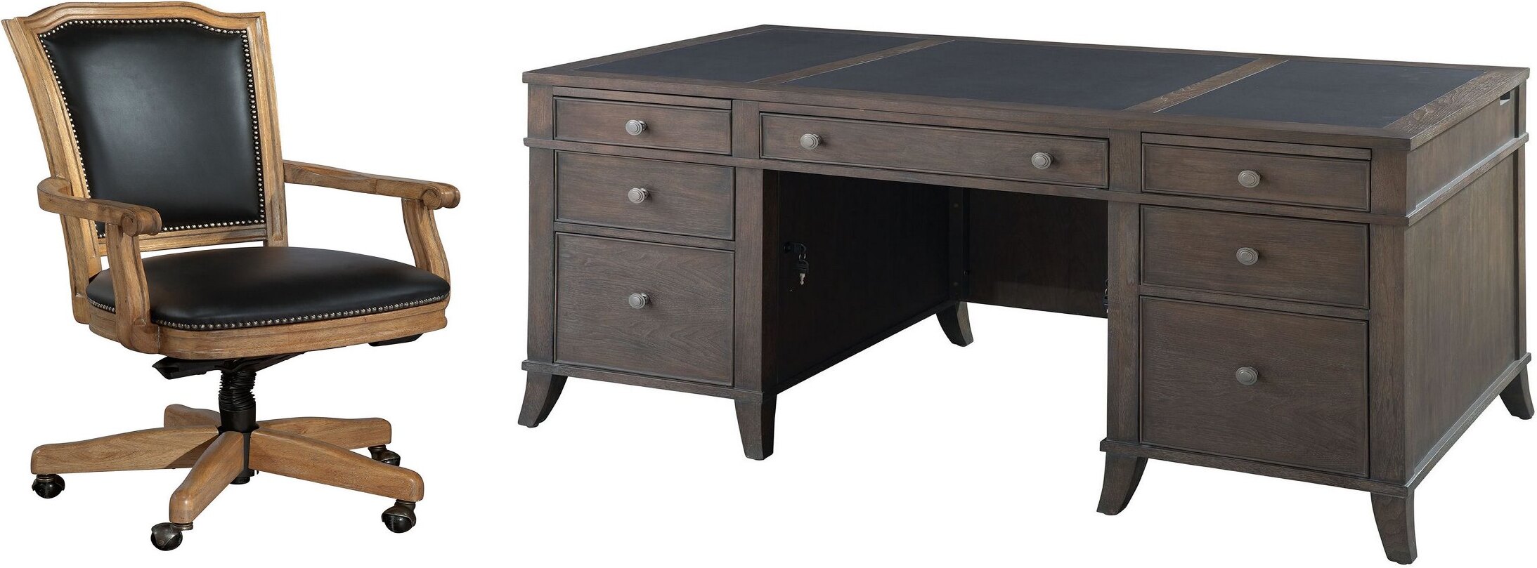 Urban Gray Junior Executive Desk Home Office Set by Hekman | 1StopBedrooms