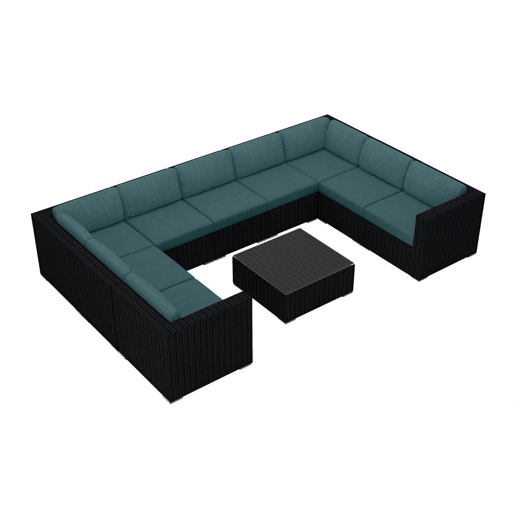 Urbana 10 Piece Surround Sectional Set In Cast Lagoon and Coffee Bean ...