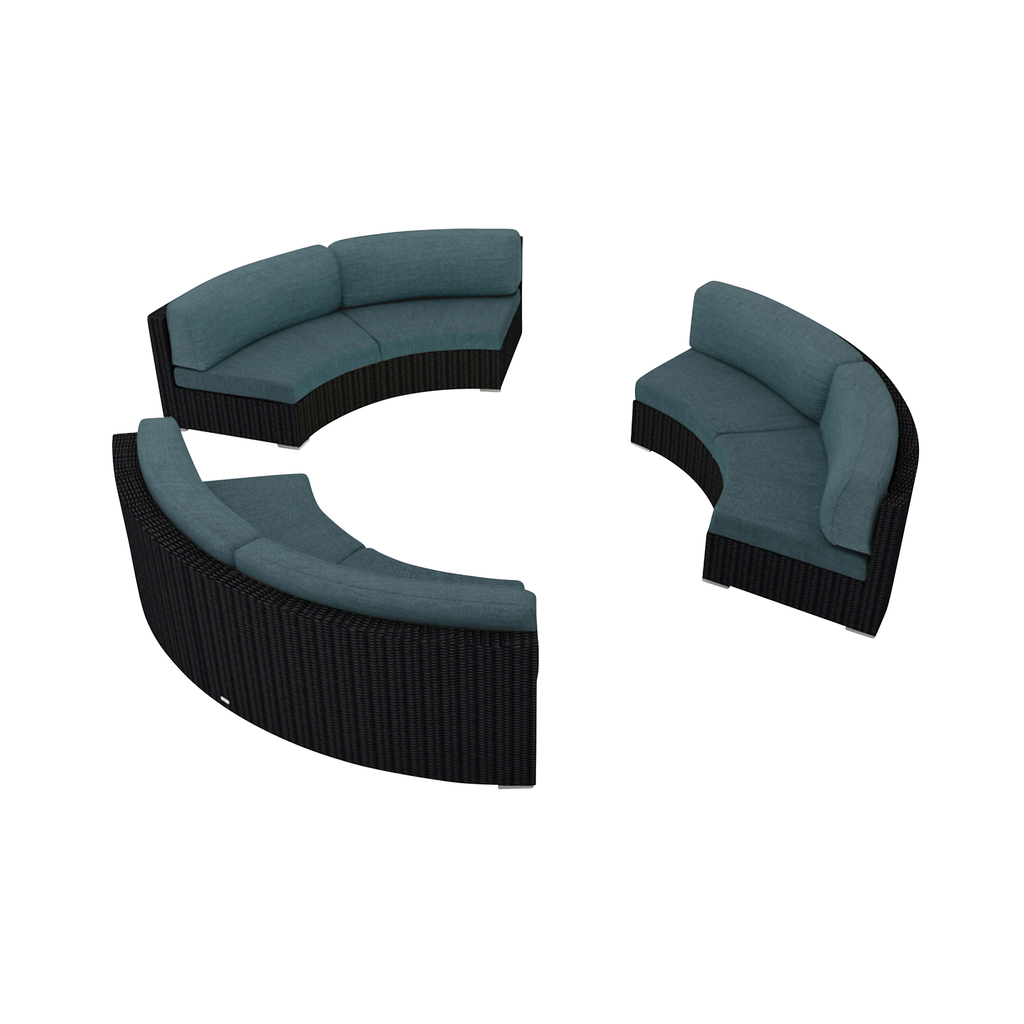 Urbana 3 Piece Curve Sectional Set In Cast Lagoon and Coffee Bean by ...