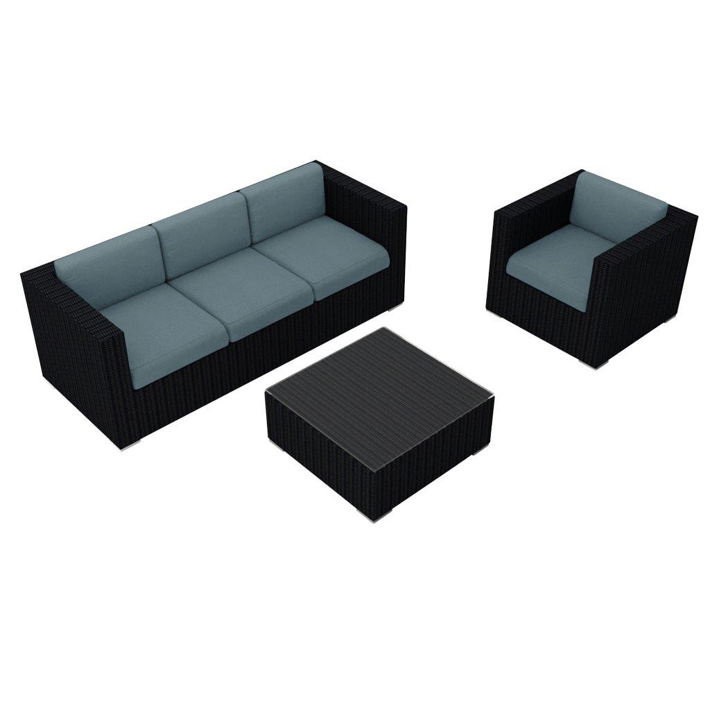 Urbana 3 Piece Sofa Set In Cast Lagoon and Coffee Bean by Harmonia ...