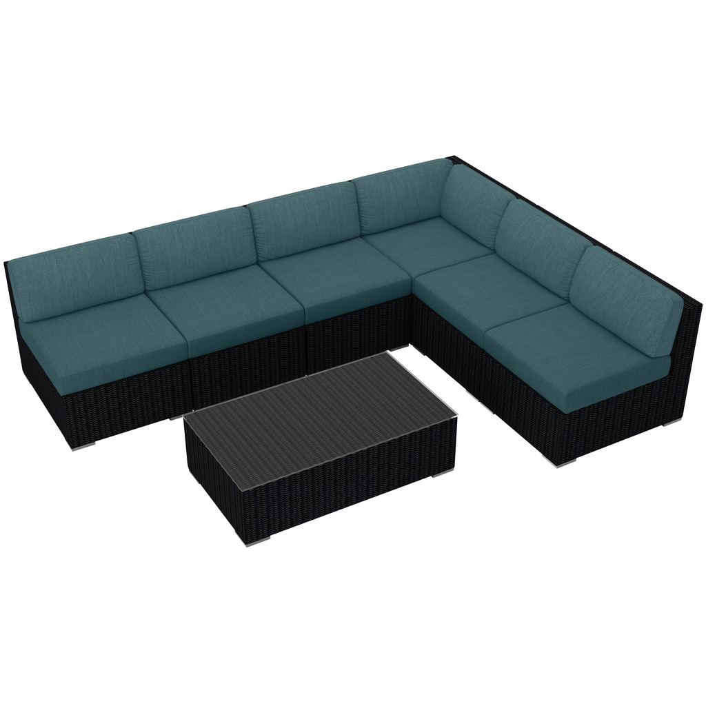 Urbana 7 Piece Sectional Set In Cast Lagoon and Coffee Bean by Harmonia ...