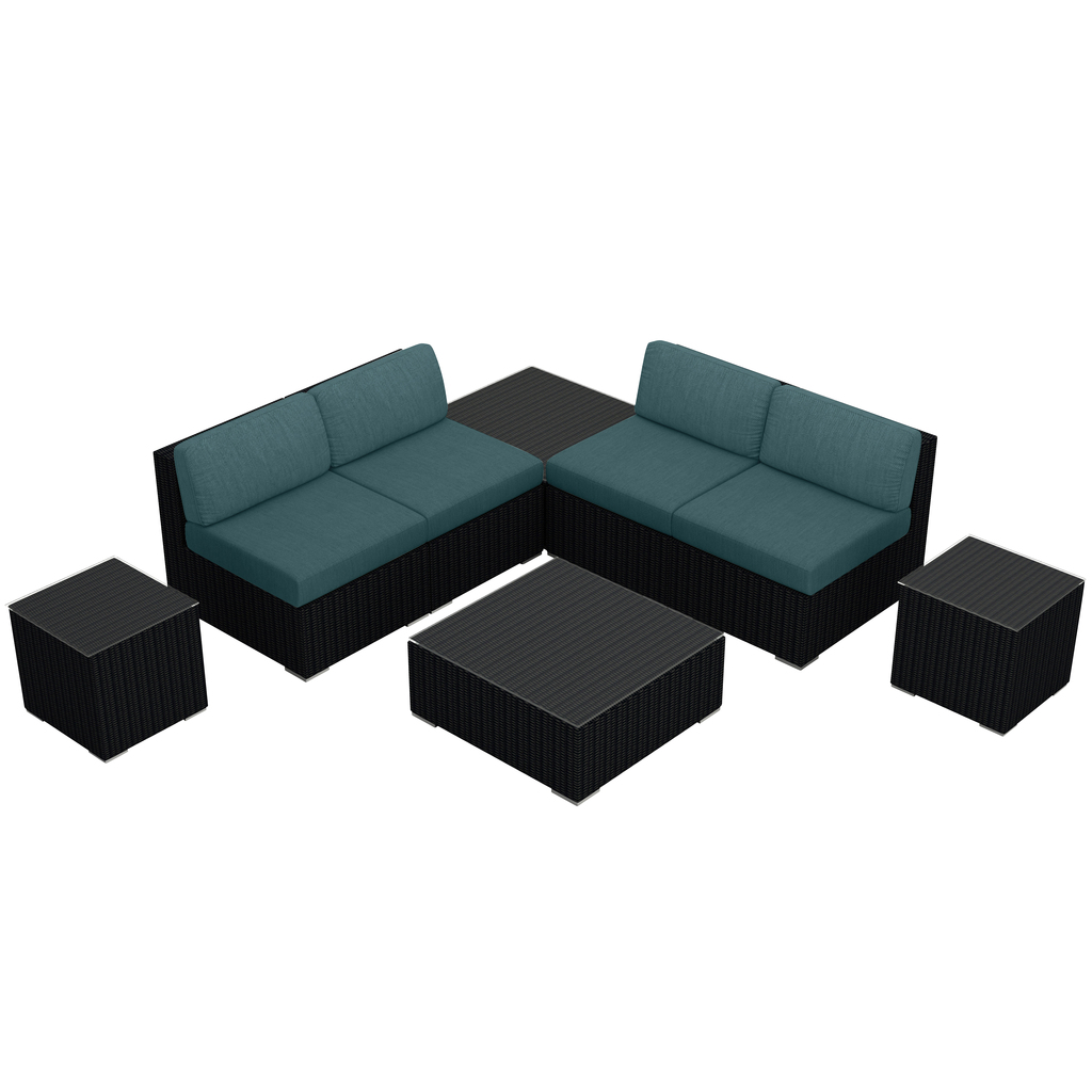 Urbana 8 Piece 4-Seat Sectional Set In Cast Lagoon and Coffee Bean by ...
