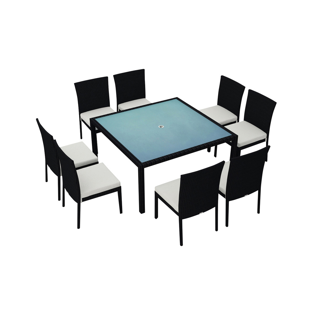 Urbana 9 Piece Square Dining Set In Canvas Natural and Coffee Bean by ...