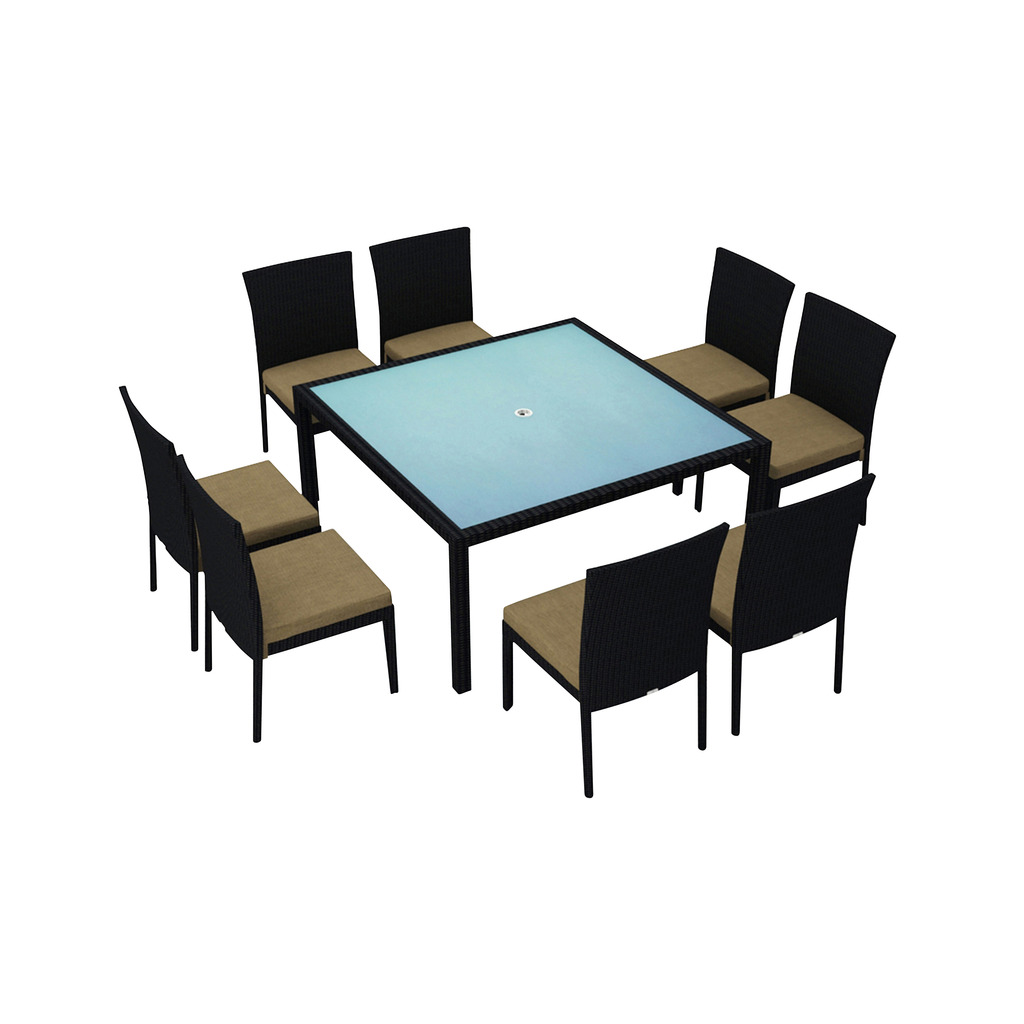 Urbana 9 Piece Square Dining Set In Heather Beige and Coffee Bean by ...