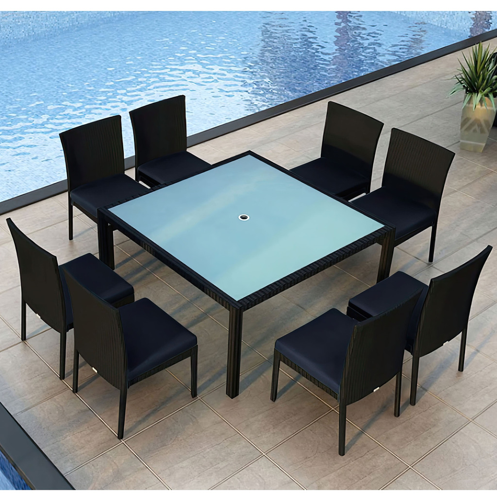 Urbana 9 Piece Square Dining Set In Spectrum Indigo and Coffee Bean by ...