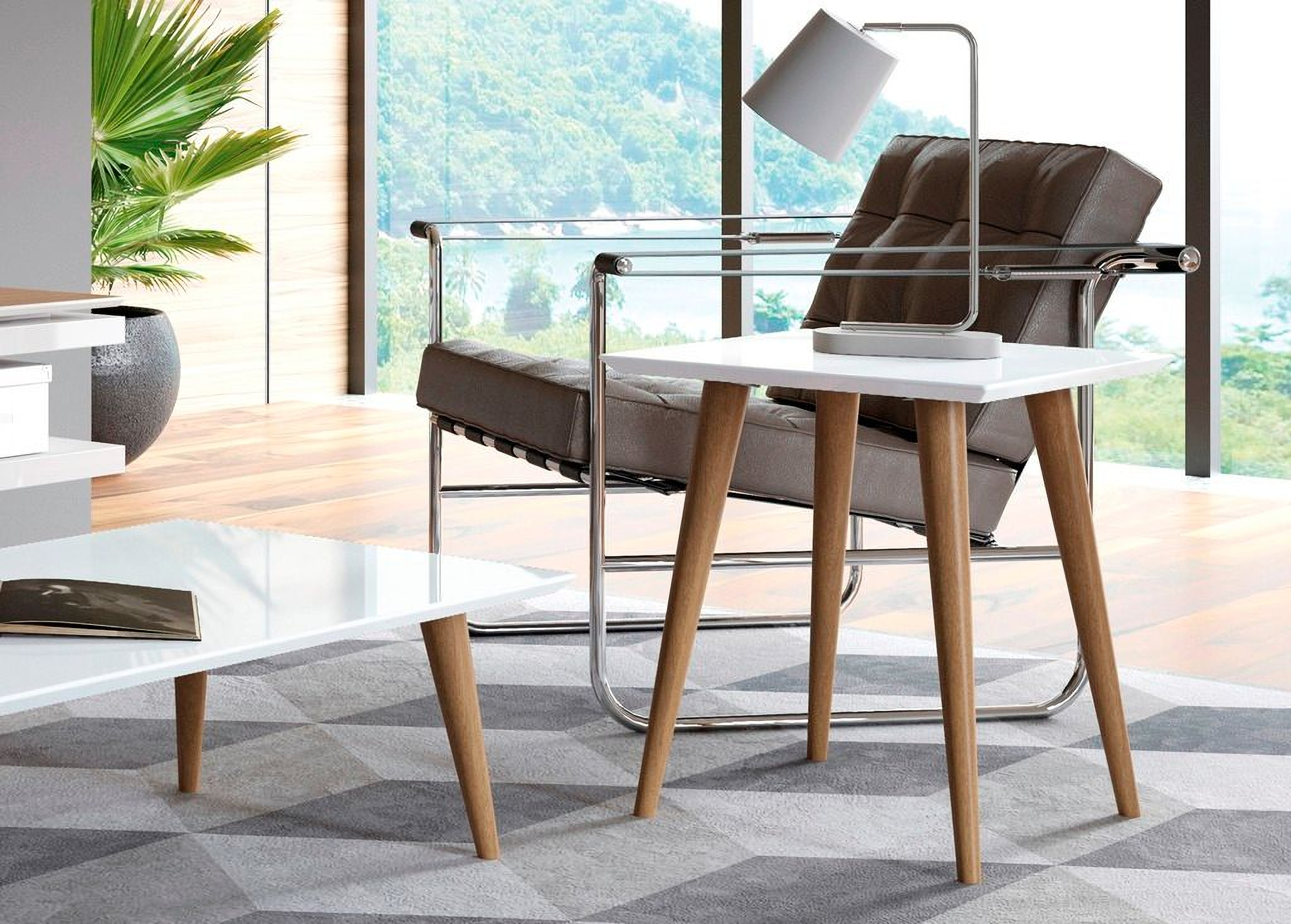 Utopia Rectangle Occasional Table Set In Off White And Maple Cream by ...