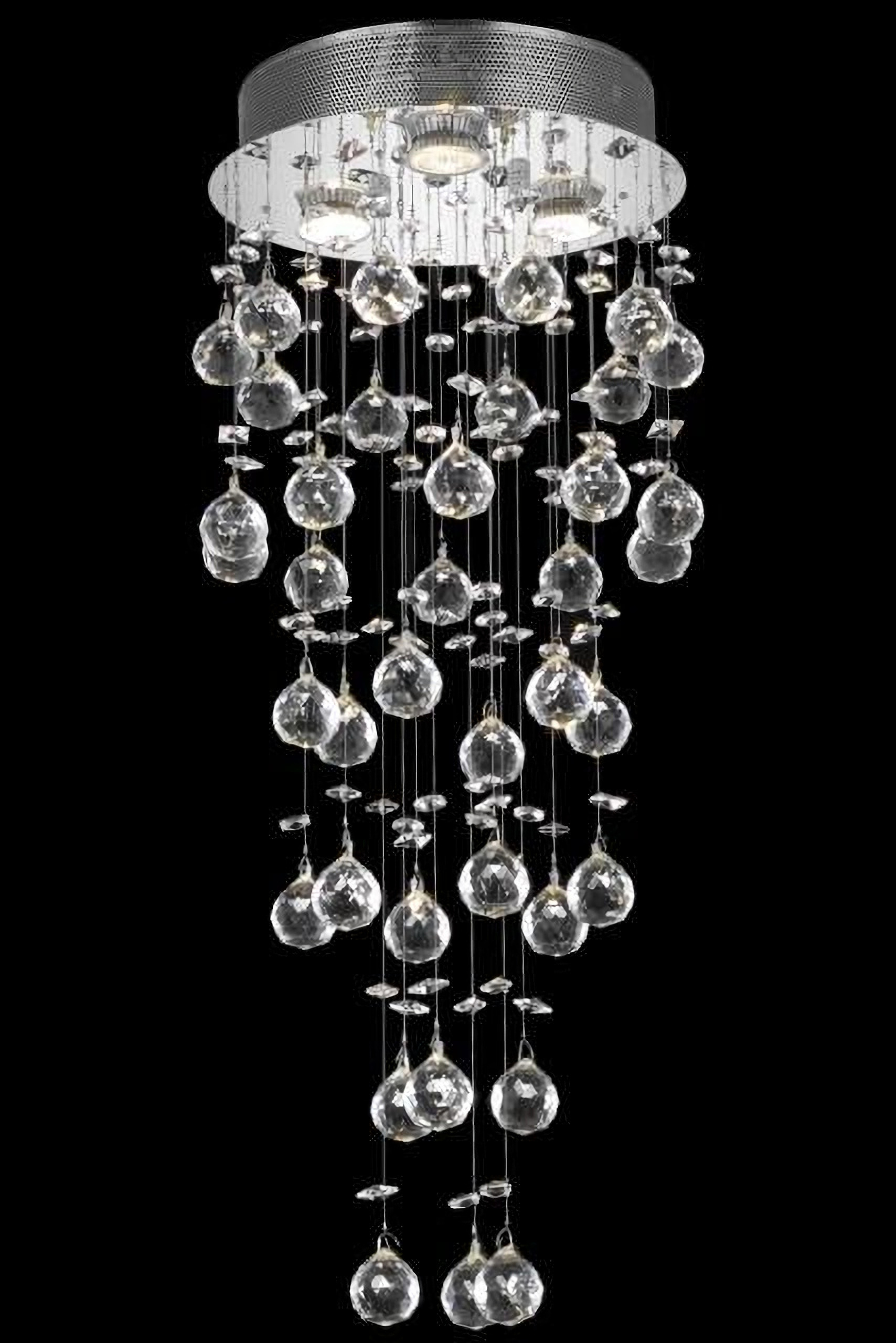 Galaxy 12" Chrome 3 Light Flush Mount With Clear Royal Cut Crystal Trim ...