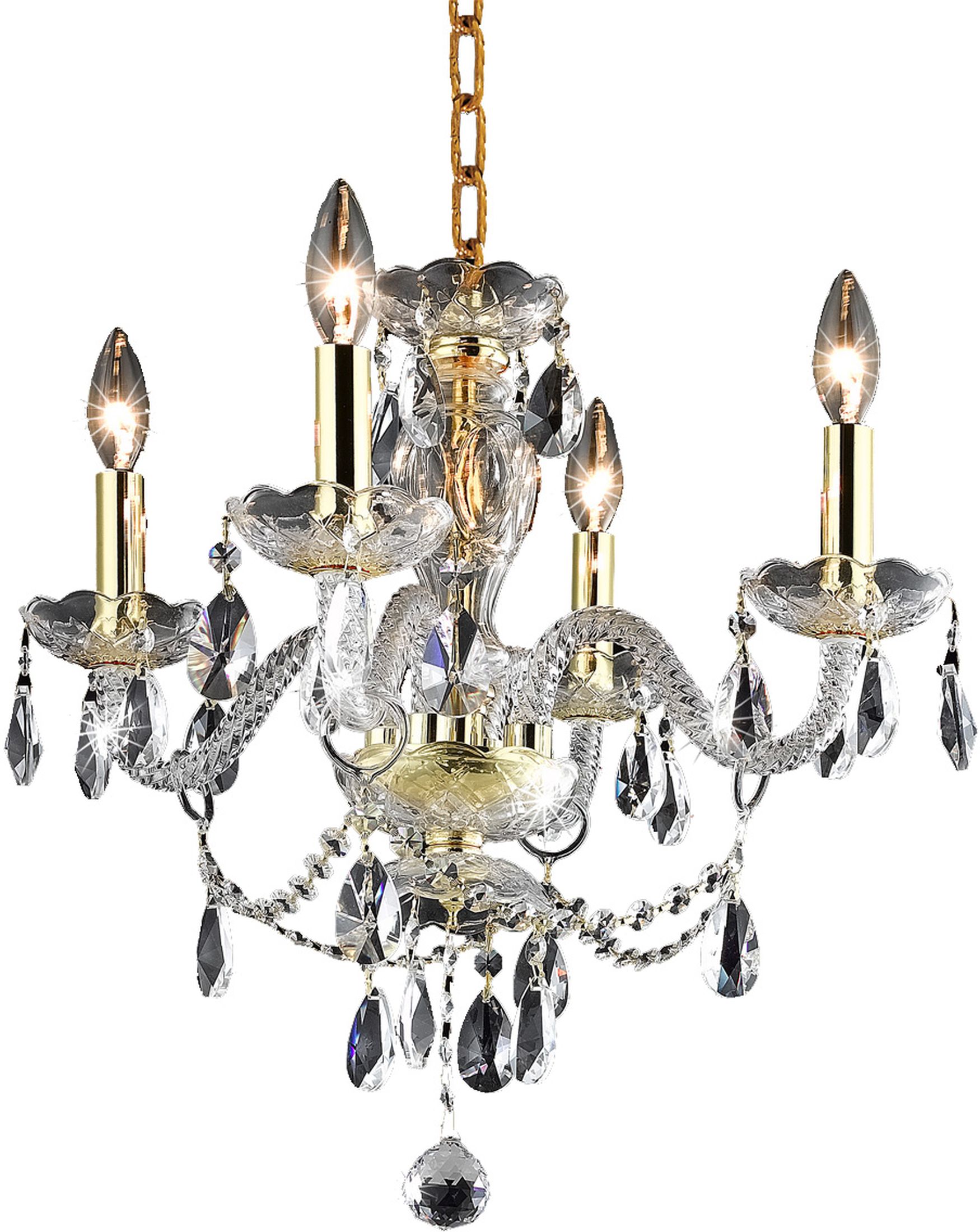 Princeton 17" Gold 4 Light Pendant With Clear Royal Cut Crystal Trim by ...
