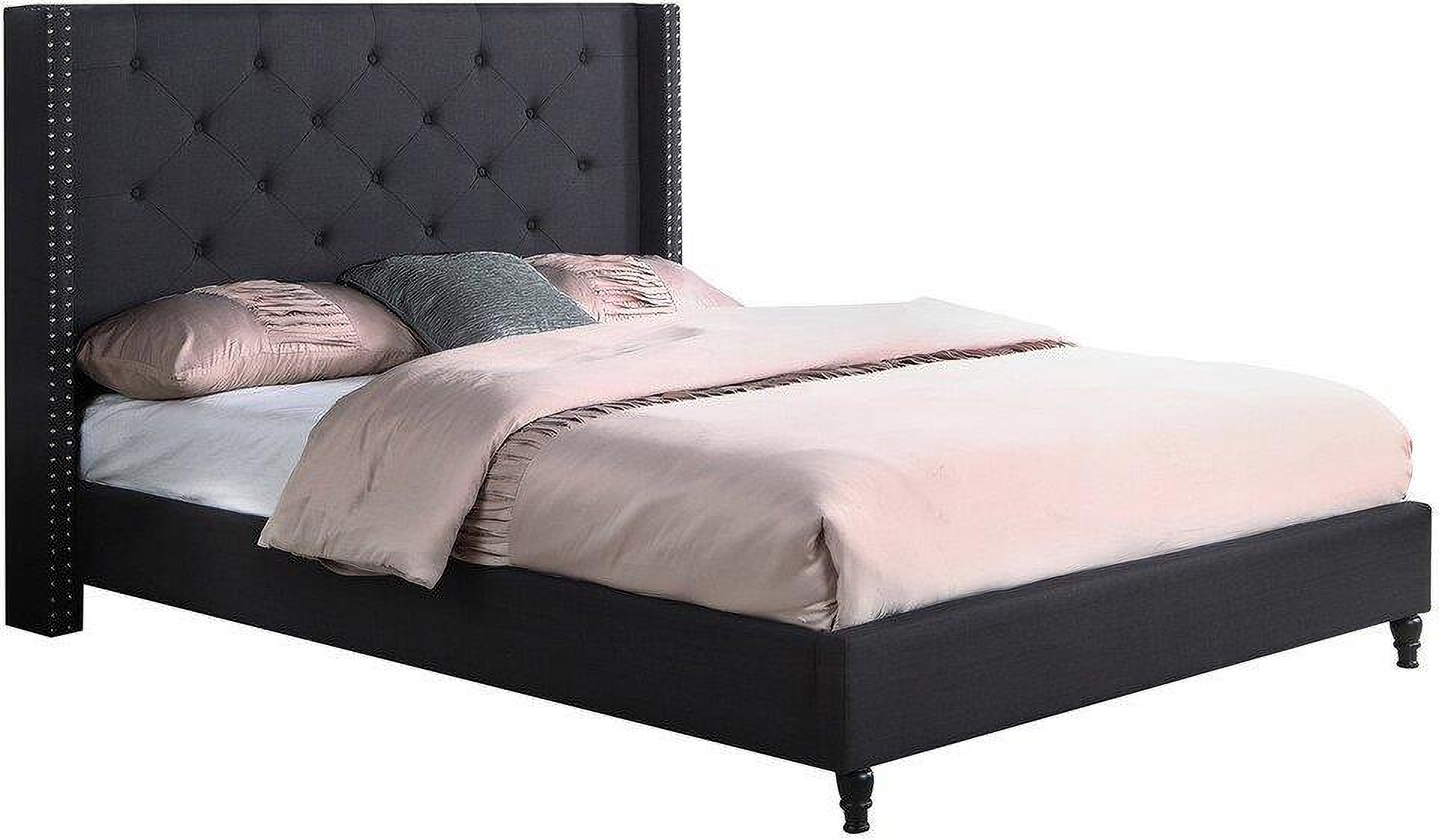 Valentina Fabric Upholstered Wingback Eastern King Platform Bed In ...