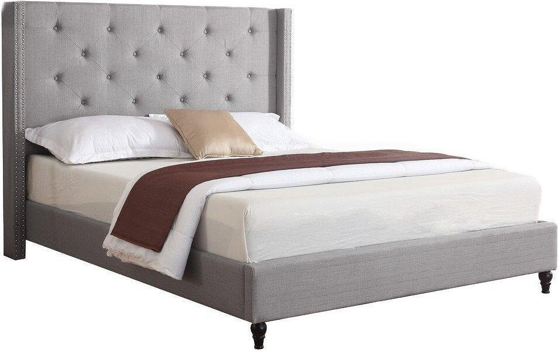 Valentina Fabric Upholstered Wingback Queen Platform Bed In Gray by ...