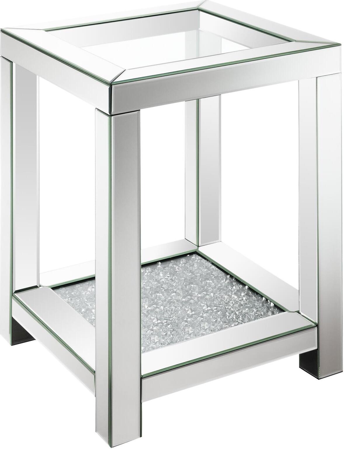 Valentina Square End Table with Glass Top Mirror by Coaster | 1StopBedrooms