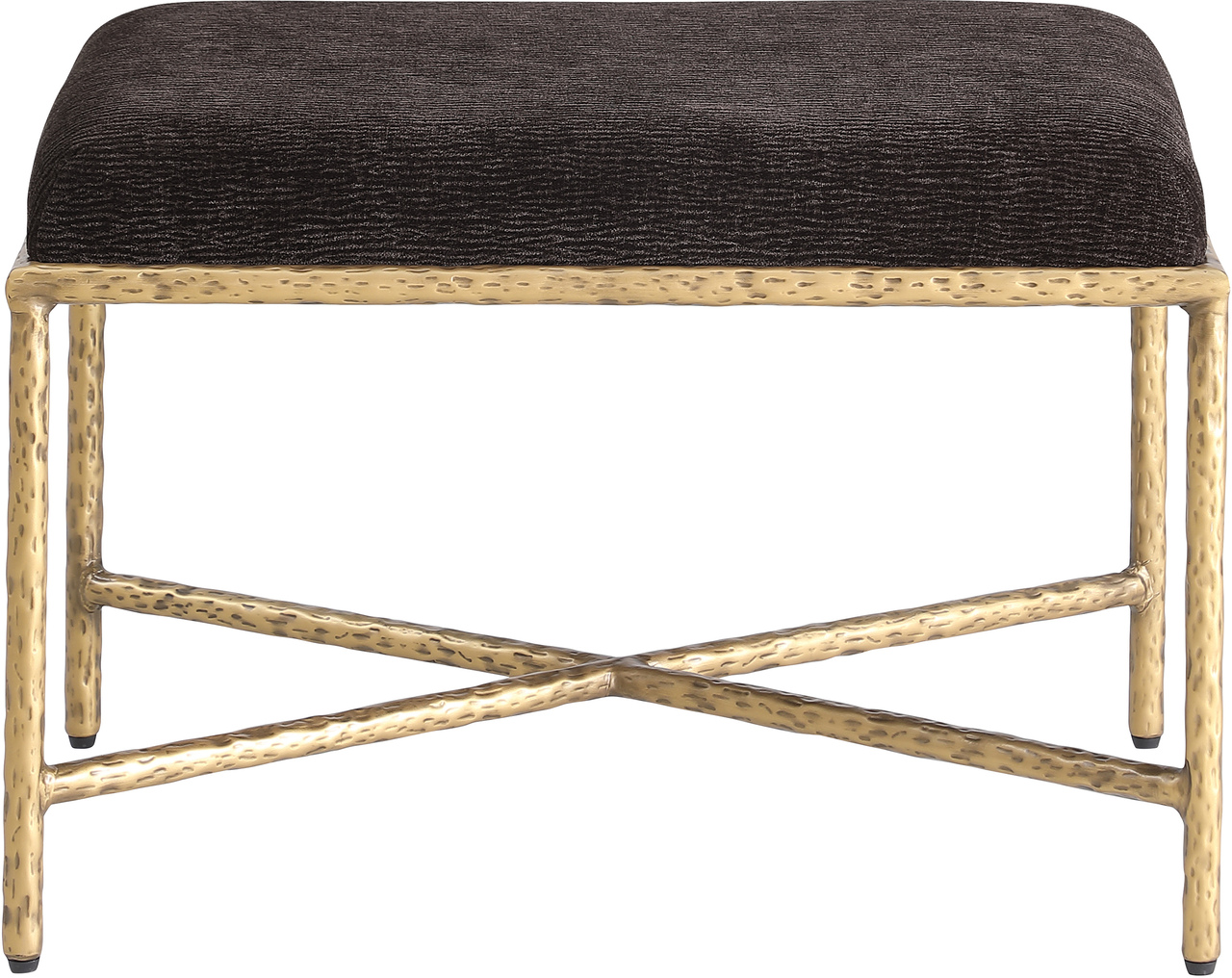 Valley Chenille Fabric Bench In Brown and Gold by Meridian | 1StopBedrooms