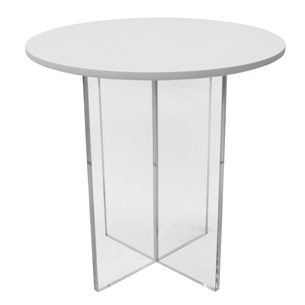 Valore 20 Inch Acrylic Side Table In White By LeisureMod 1StopBedrooms