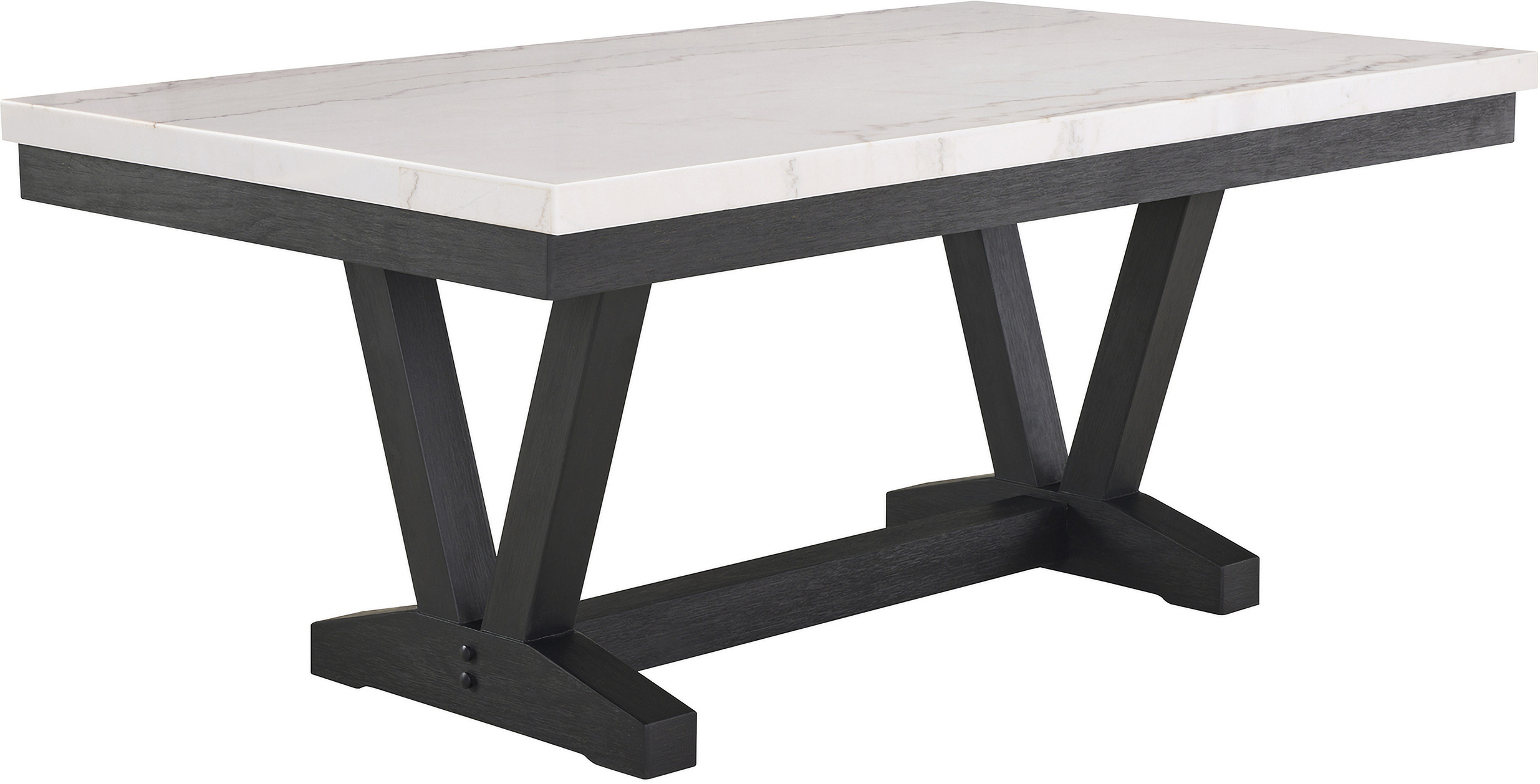Varley Genuine Marble Dining Table In Charcoal and White by Crown Mark ...