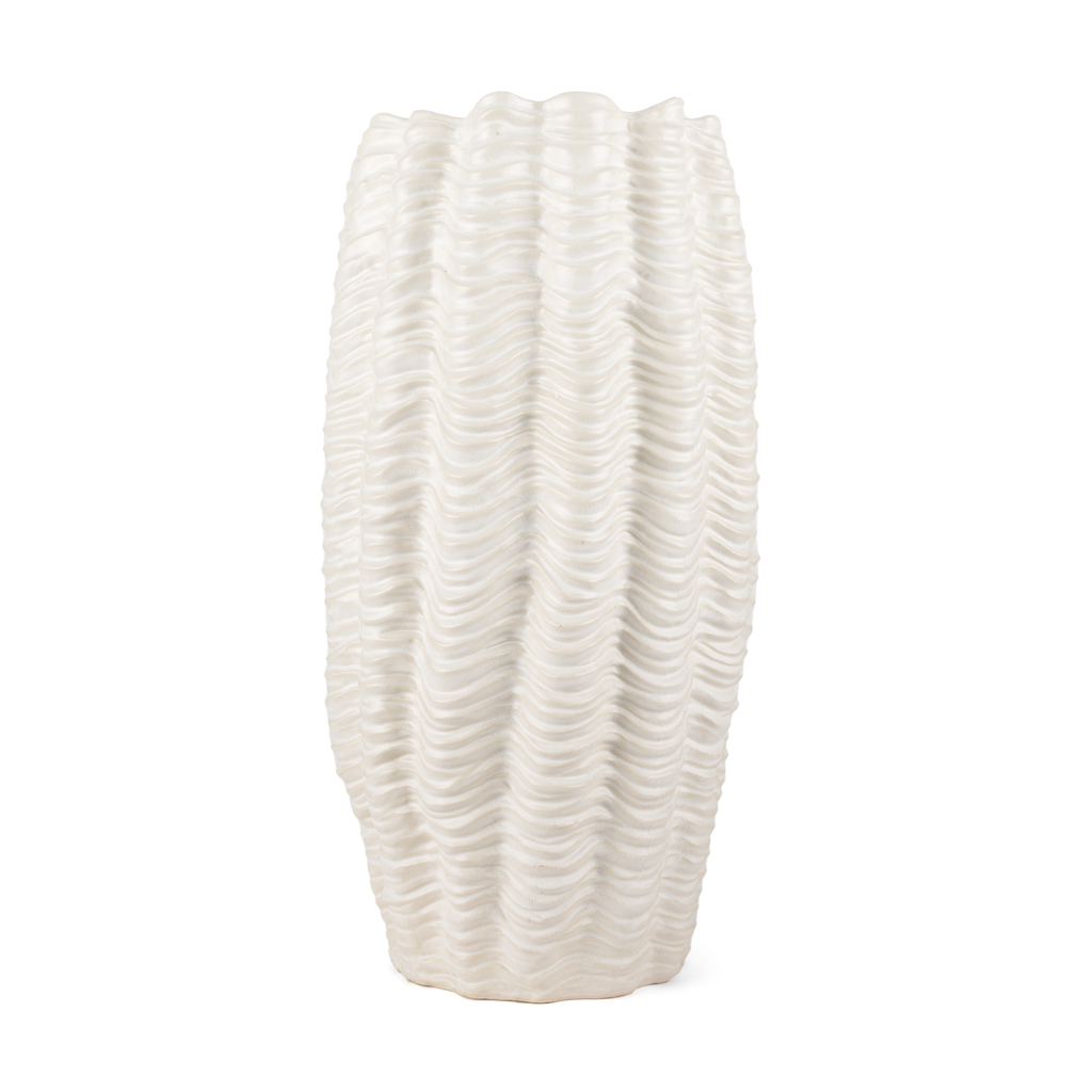 Velia Tall Seashell Sculptural Glazed Ceramic Vase In Cream by Mercana ...