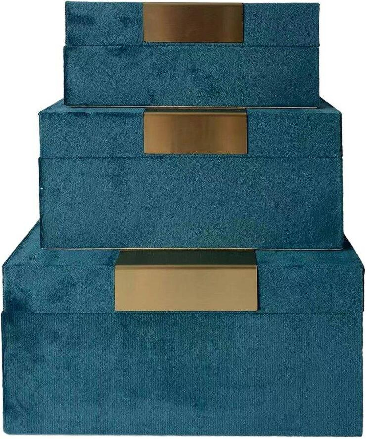 Velvet 7/8/9 Inch Jewelry Boxes Set of 3 In Teal And Gold by Sagebrook ...