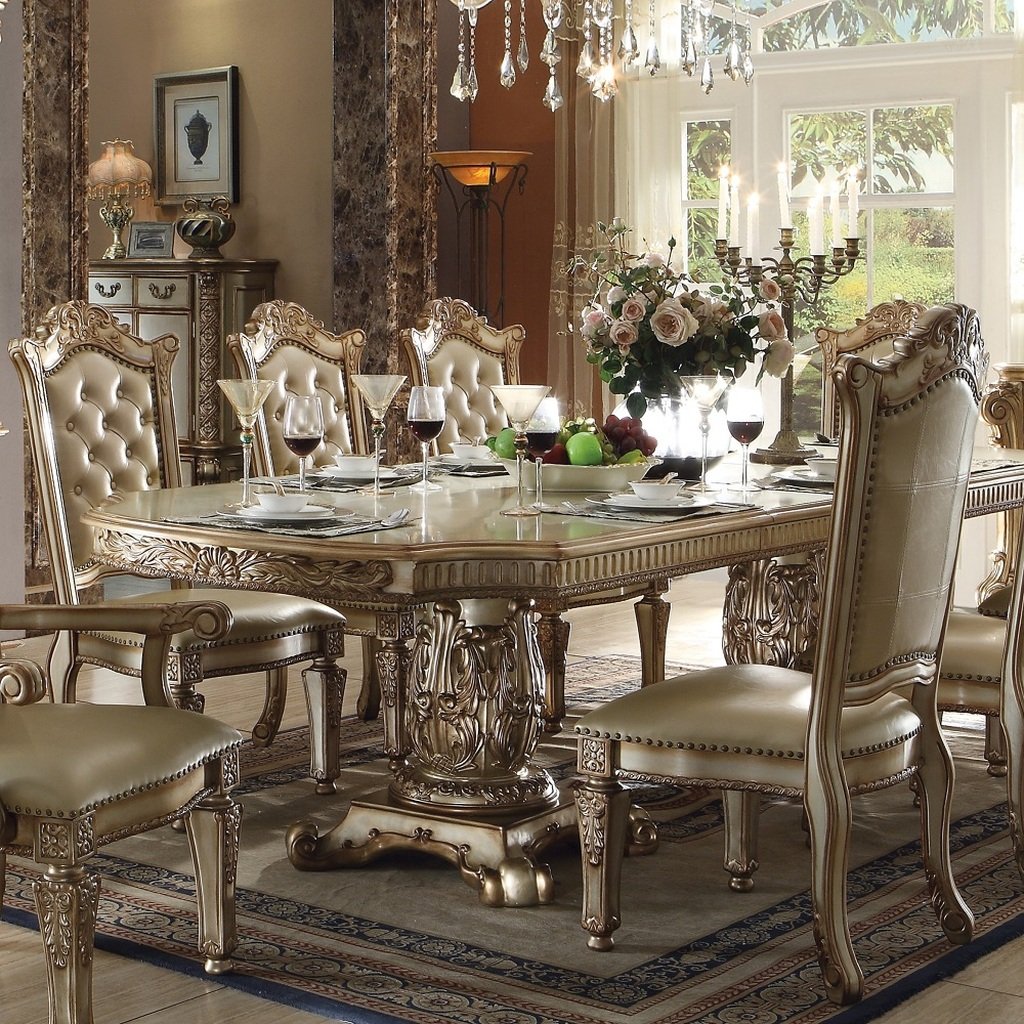 Vendome Dining Table Gold Patina by ACME 1StopBedrooms