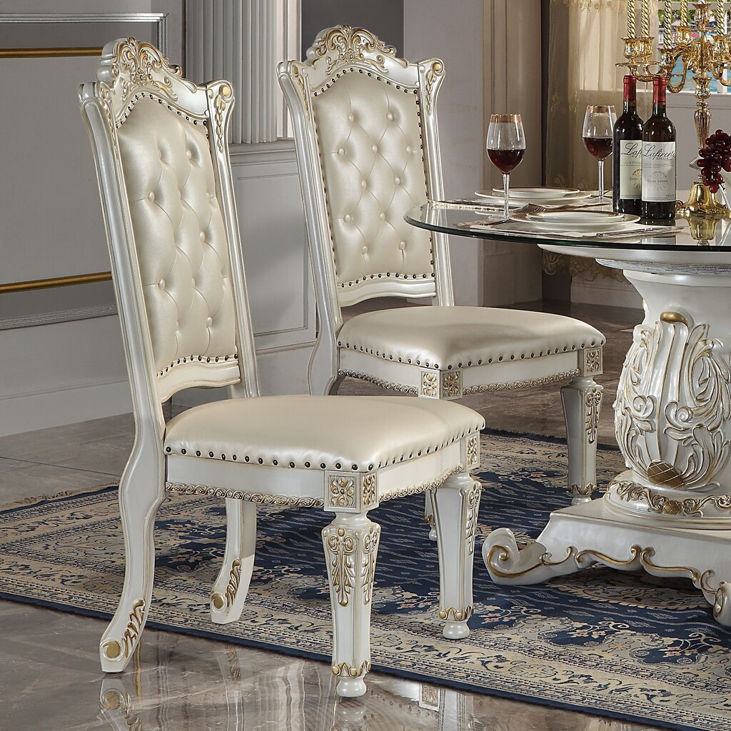 Vendome Side Chair Set of 2 In Antique Pearl by ACME | 1StopBedrooms